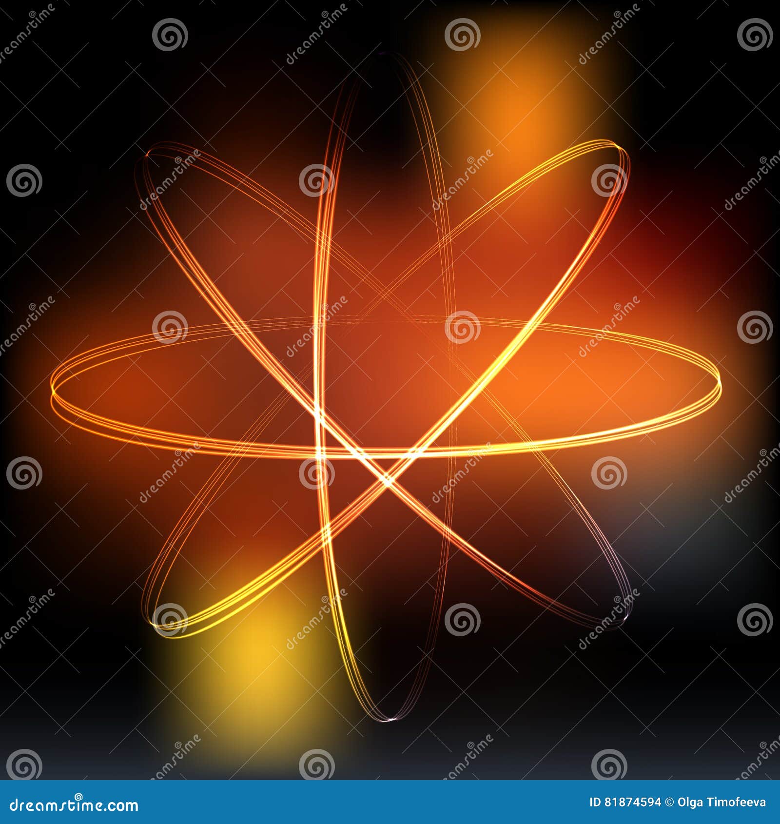 Neon lights atom model stock vector. Illustration of bright - 81874594