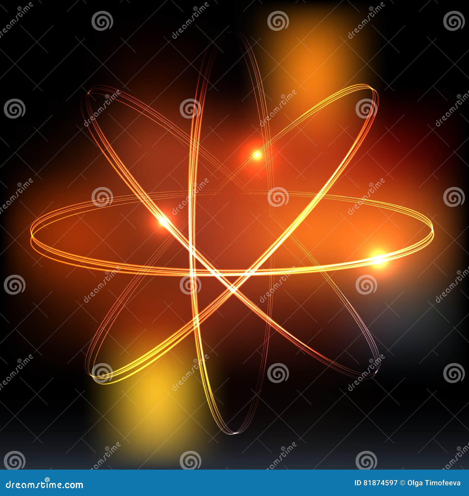 Neon lights atom model stock vector. Illustration of circle - 81874597