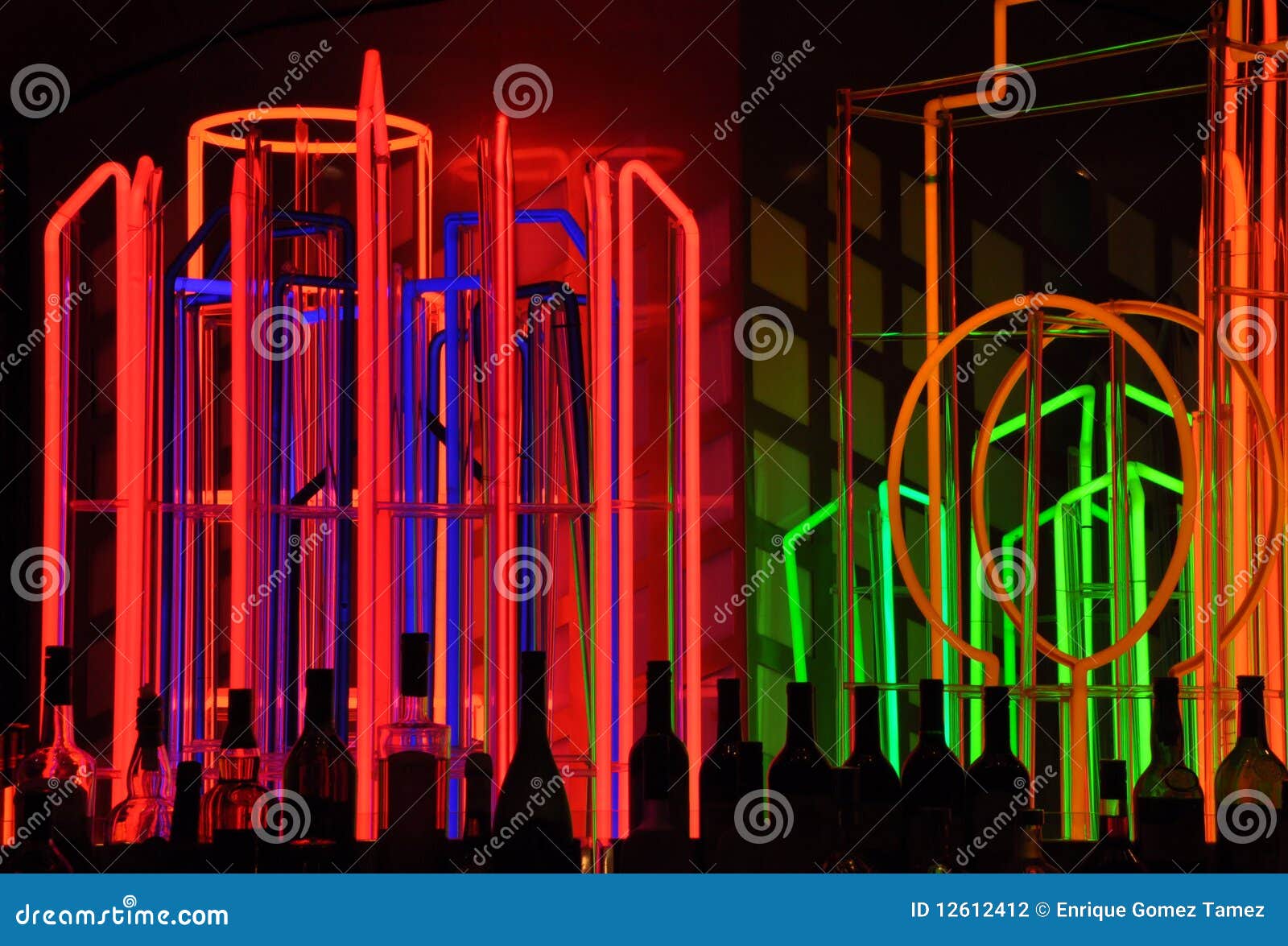 Neon lights at bar stock photo. Image of flash, background - 12612412
