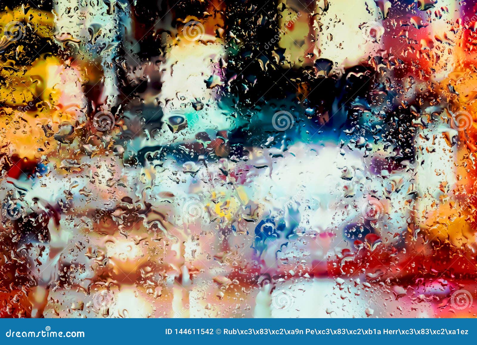 Neon Lights Behind Water Drops Close Up Stock Photo - Image of dark ...