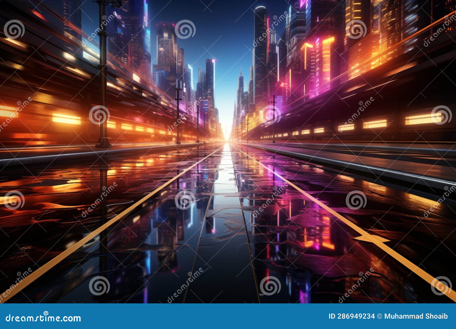 Neon Lights Create an Electrifying Atmosphere, Casting a Colorful Glow ...