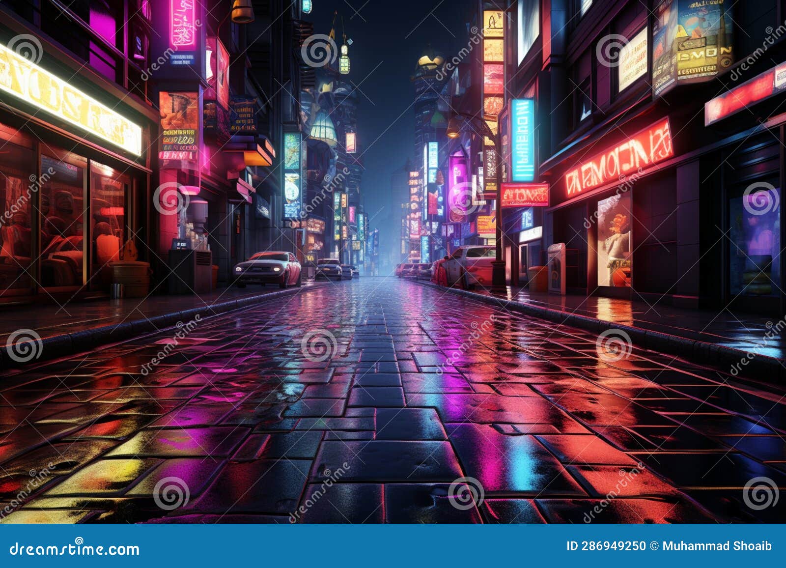 Neon Lights Create an Electrifying Atmosphere, Casting a Colorful Glow ...