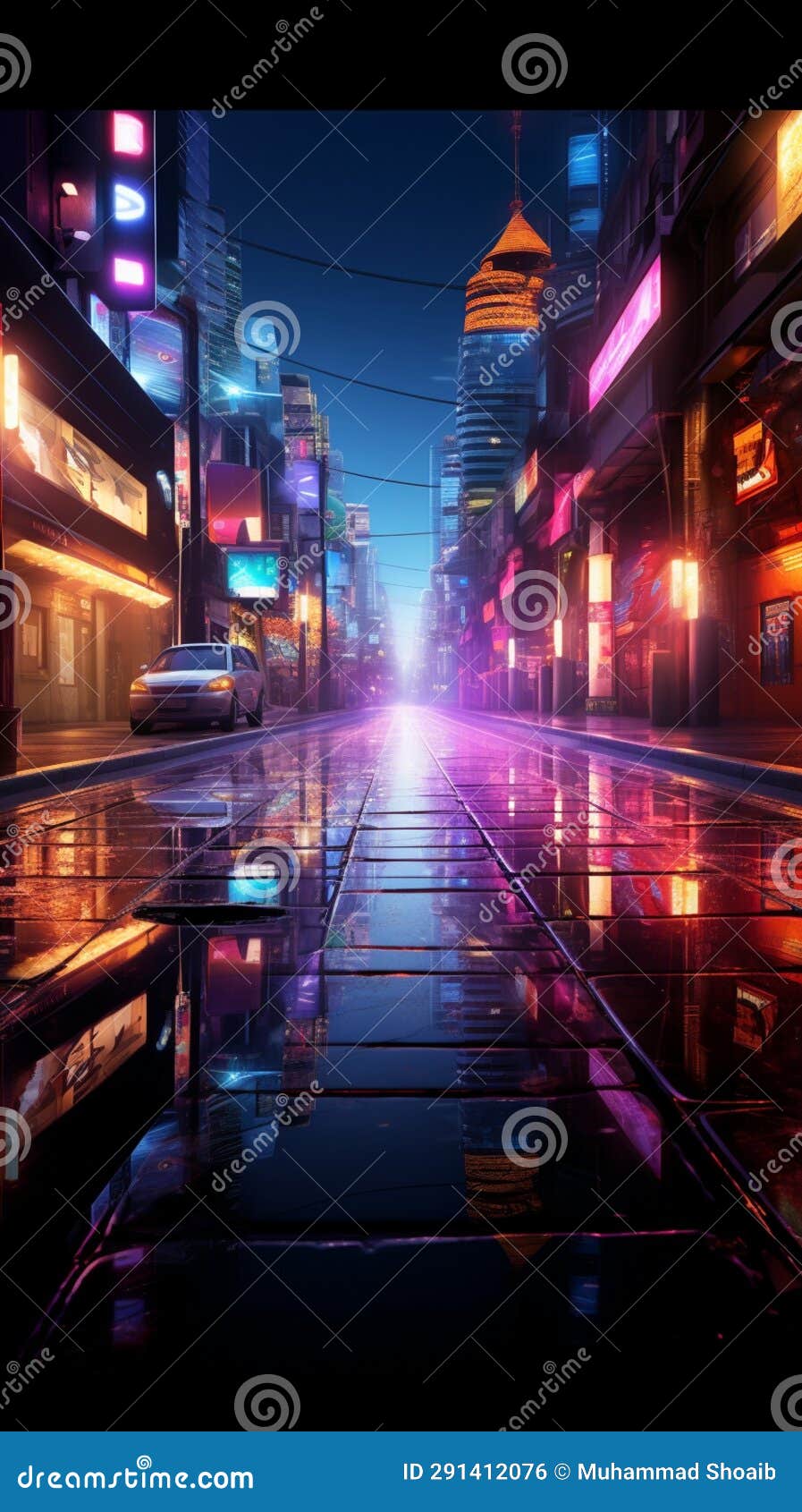 Neon Lights Create an Electrifying Atmosphere, Casting a Colorful Glow ...