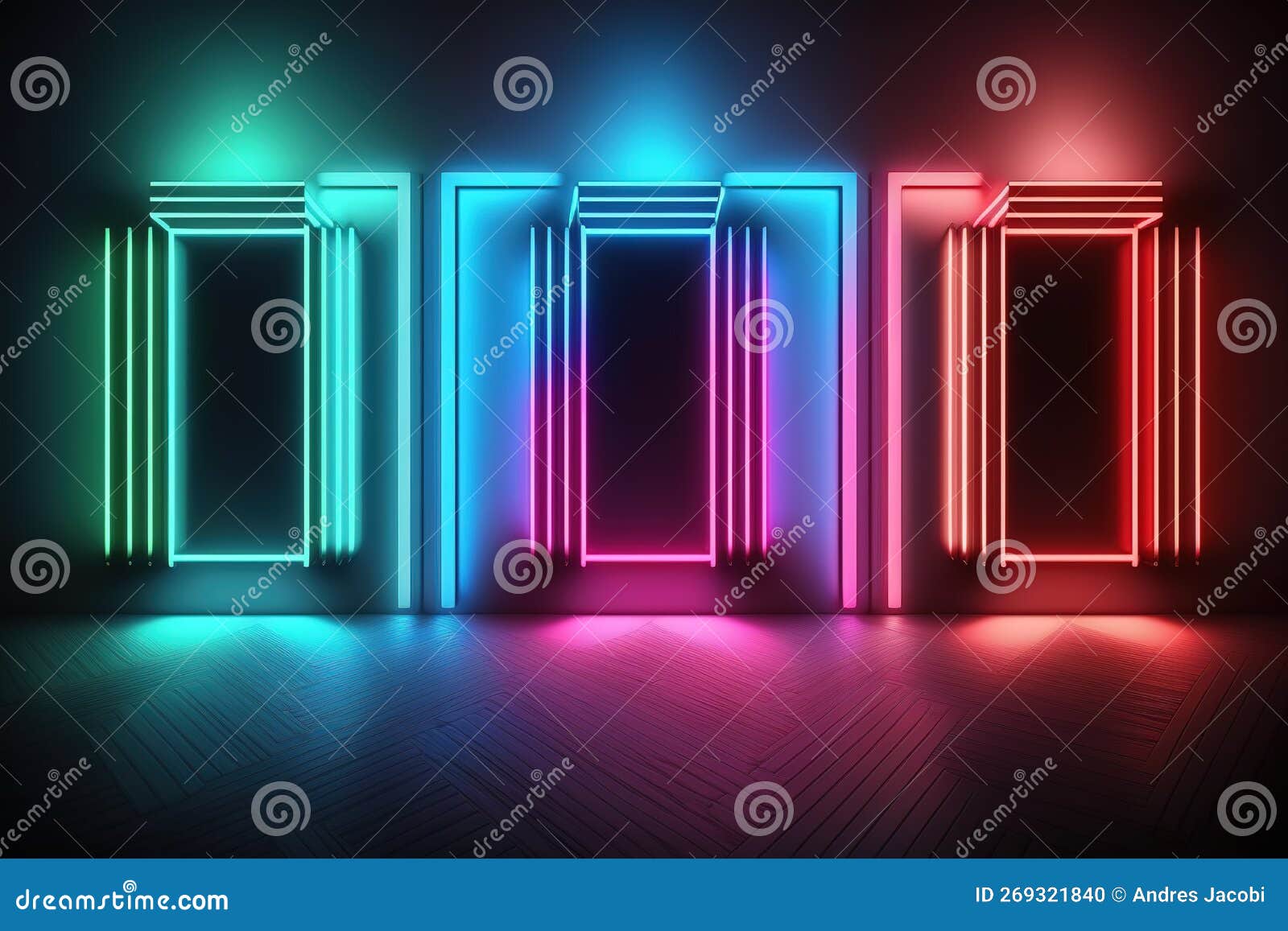 Neon Lights Door Frames. Colorful Abstract Background Stock ...