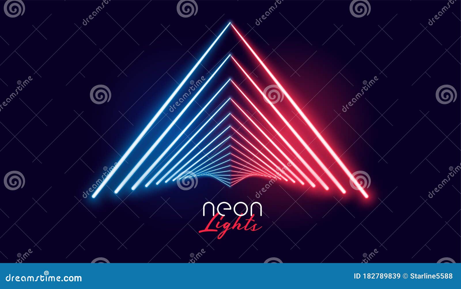 Neon Lights Geometric Shape in Red and Blue Color Stock Vector ...