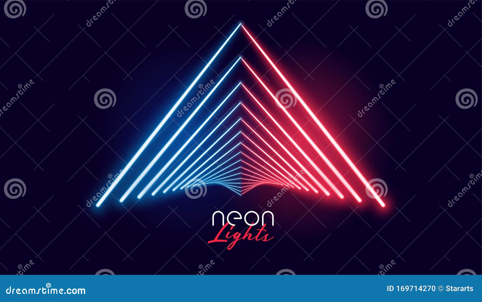 Neon Lights Geometric Shape in Red and Blue Color Stock Vector ...