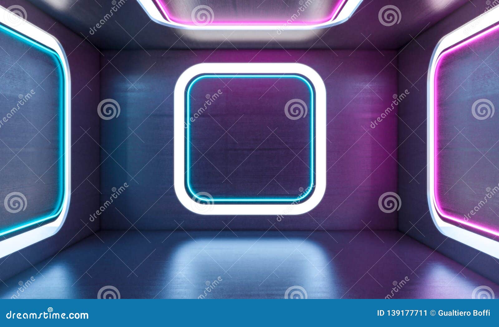 Neon lights indoor stock illustration. Illustration of abstract - 139177711