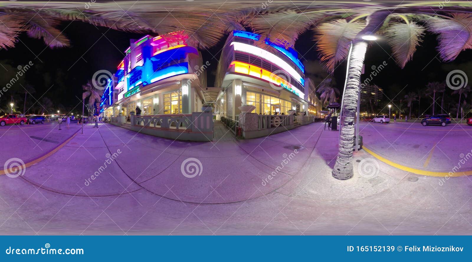 Neon Lights Miami Beach 360 Spherical Photo Editorial Stock Image ...