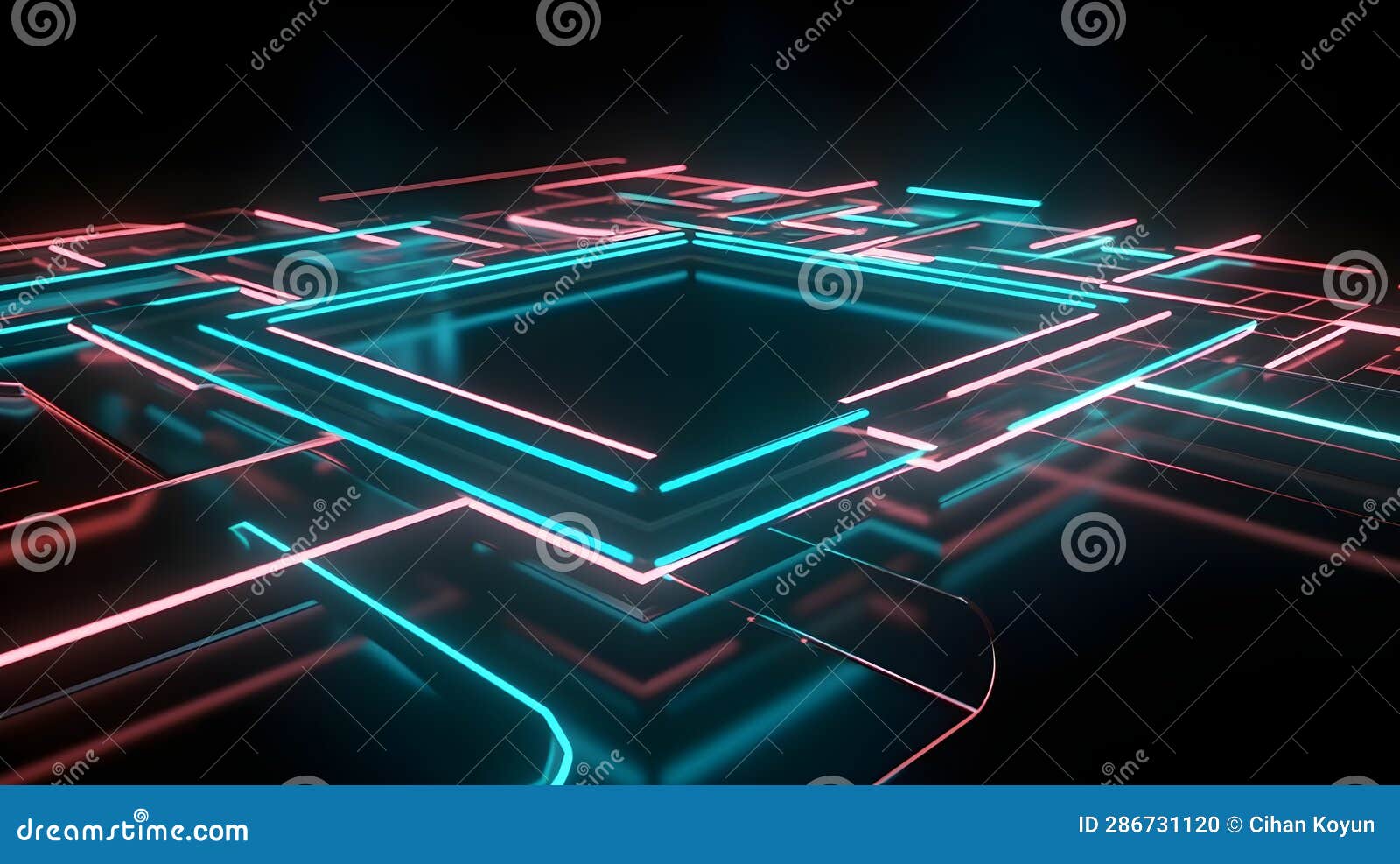 Neon lights night scene stock illustration. Illustration of shiny ...
