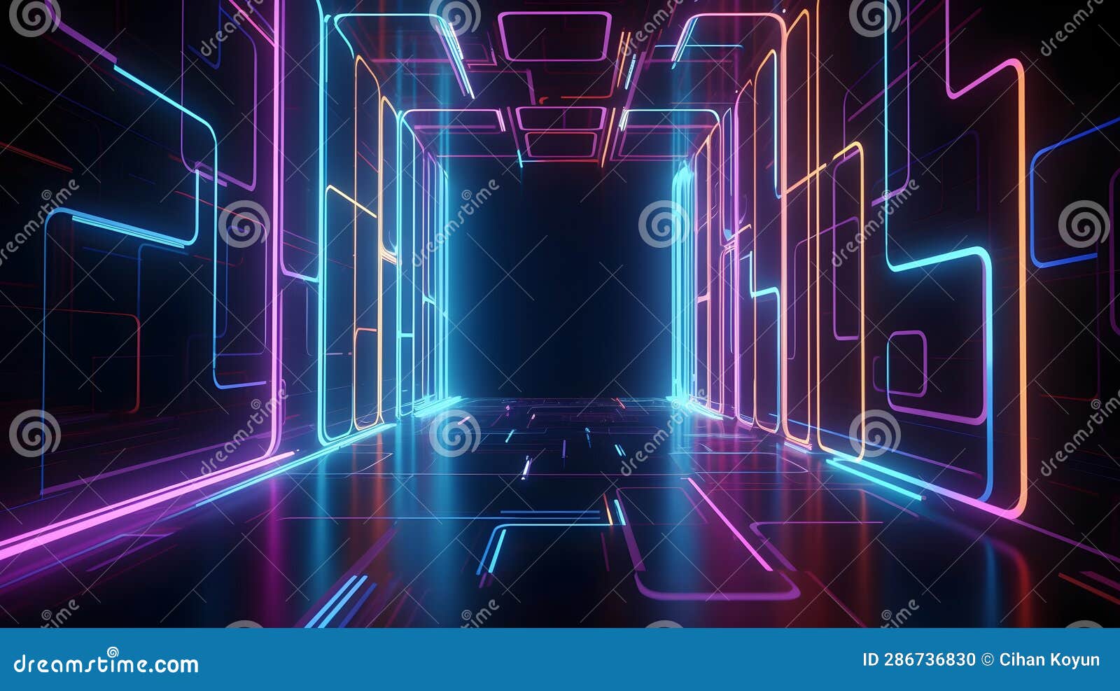 Neon lights night scene stock illustration. Illustration of vibrant ...
