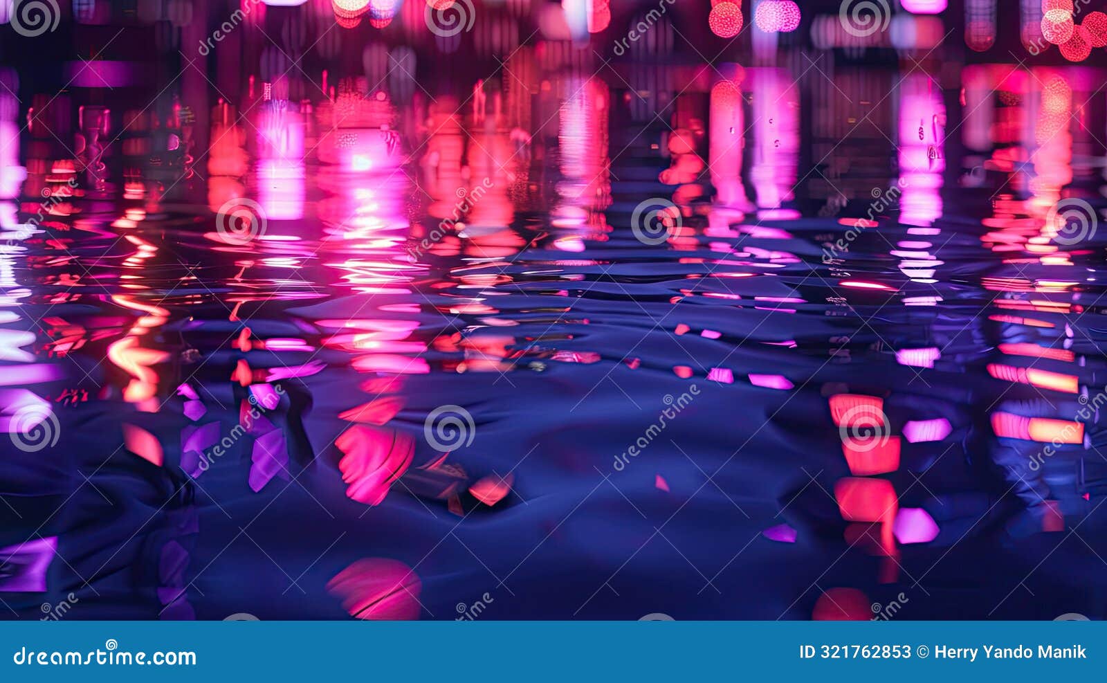 Neon Lights Reflecting Off Water, Creating a Mesmerizing Ripple Effect ...