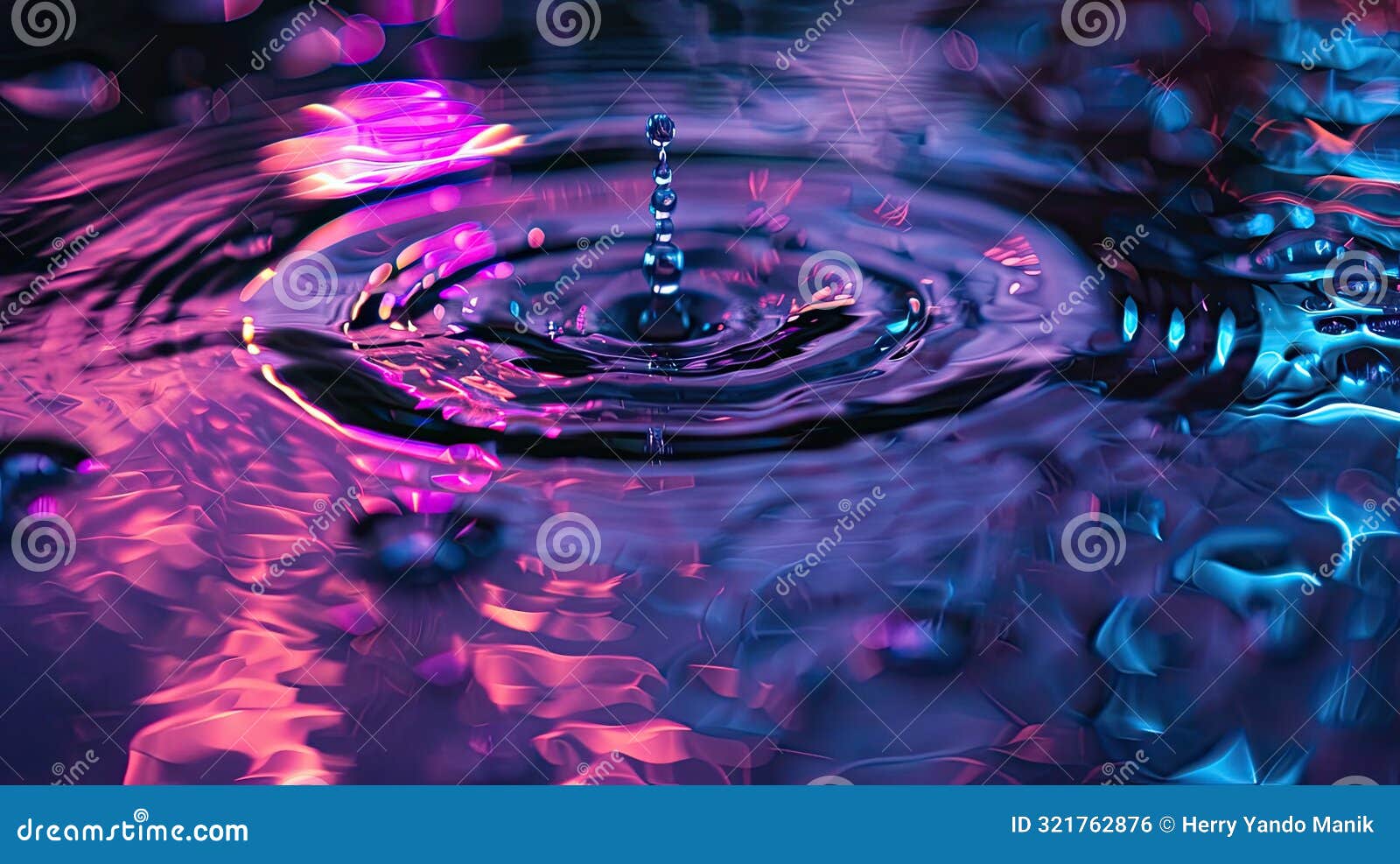 Neon Lights Reflecting Off Water, Creating a Mesmerizing Ripple Effect ...