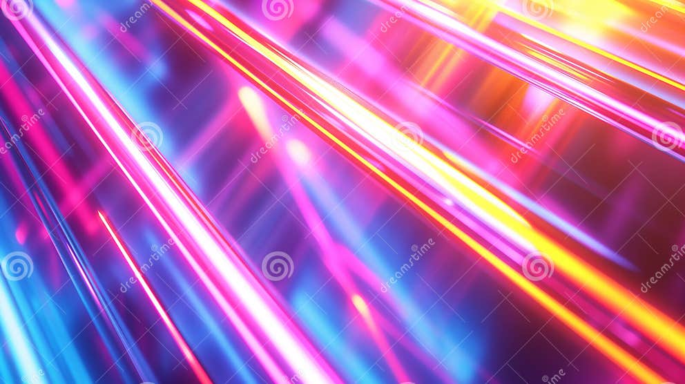 Neon Lights Reflection in Metallic Surface. AI Generated. Stock ...