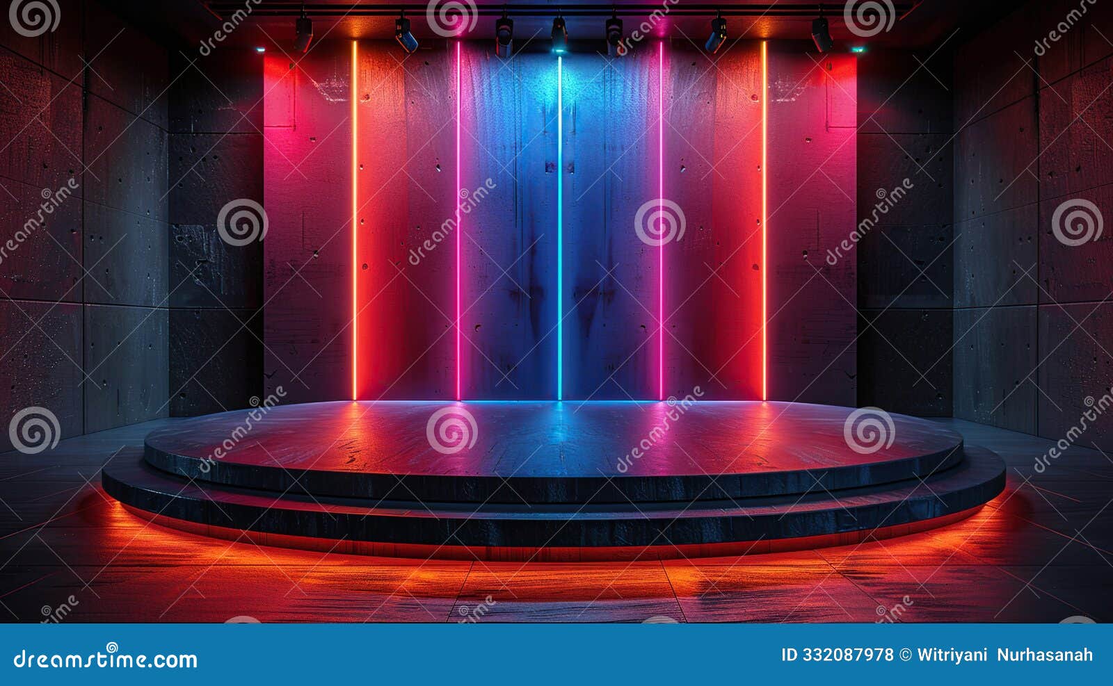 Neon Lights Stage stock illustration. Illustration of style - 332087978
