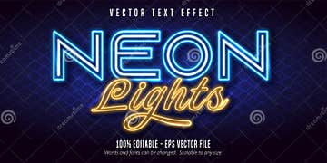 Neon Lights Text, Signage Style Editable Text Effect Stock Vector ...