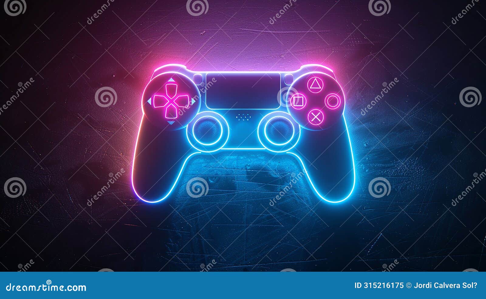 Neon Lights with a Video Game Controller Design Stock Illustration ...