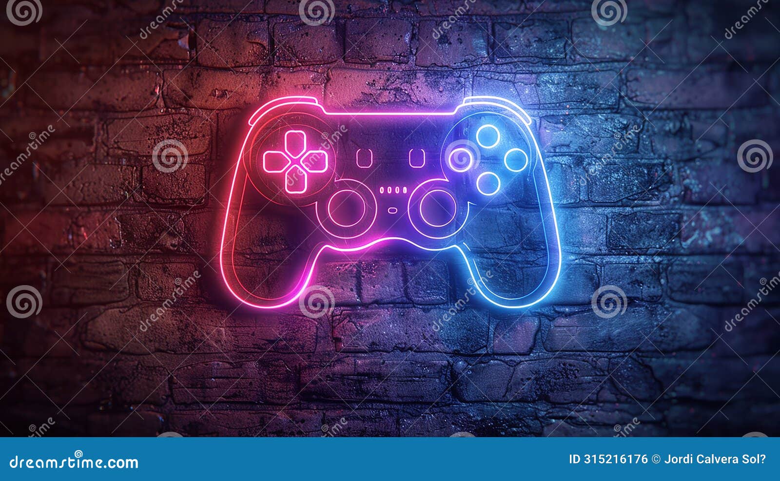 Neon Lights with a Video Game Controller Design Stock Illustration ...
