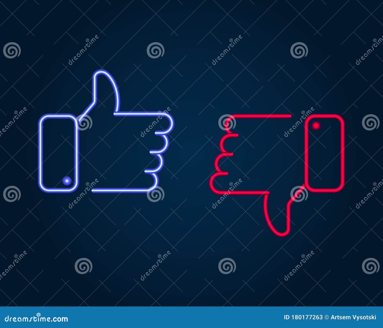 Neon Like Sign With Glowing Tubes, One Line Drawing Of Hand Showing ...