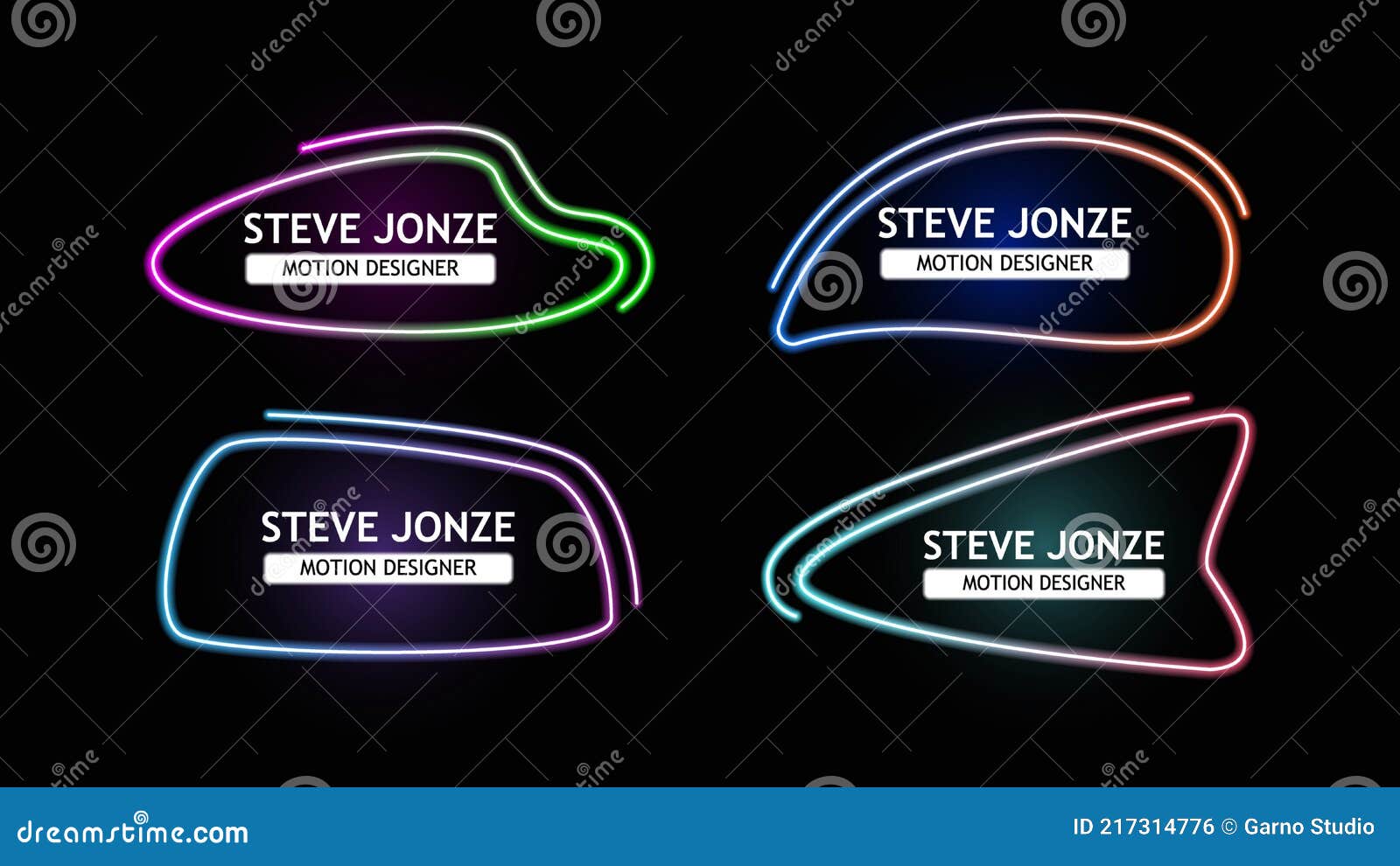 Neon Linear Modern Bright Lower Third Set Of Four Name Templates Vector ...