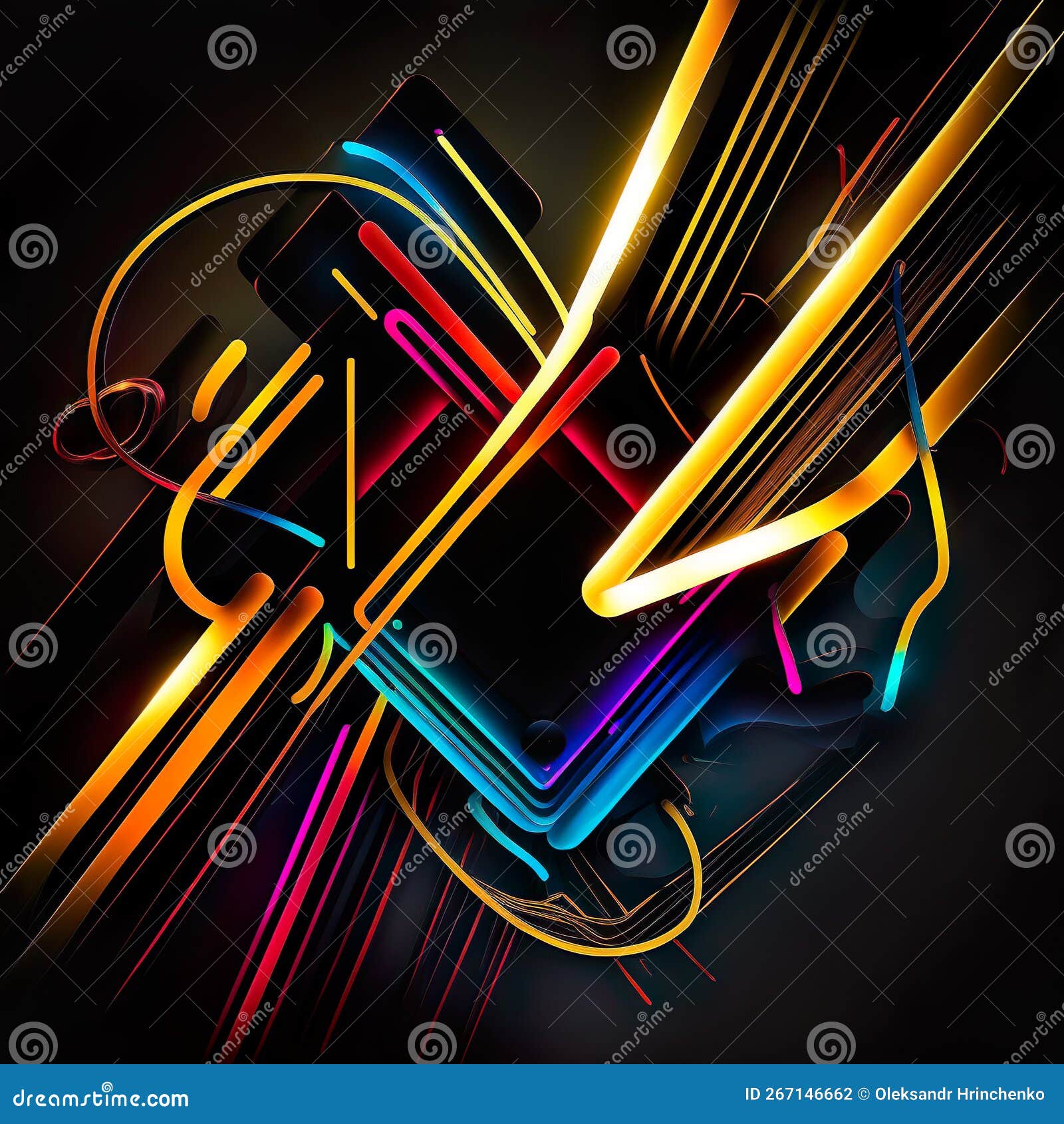 Neon Lines. Abstract Background for Design. Geometric Figures ...