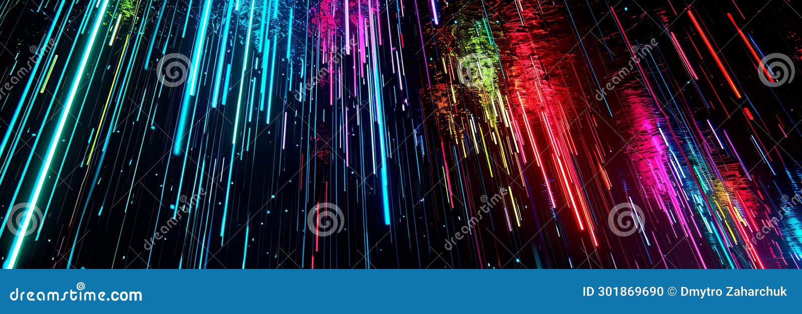 Neon Lines Falling Like Raindrops Create a Dynamic and Visually ...