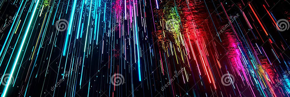 Neon Lines Falling Like Raindrops Create a Dynamic and Visually ...