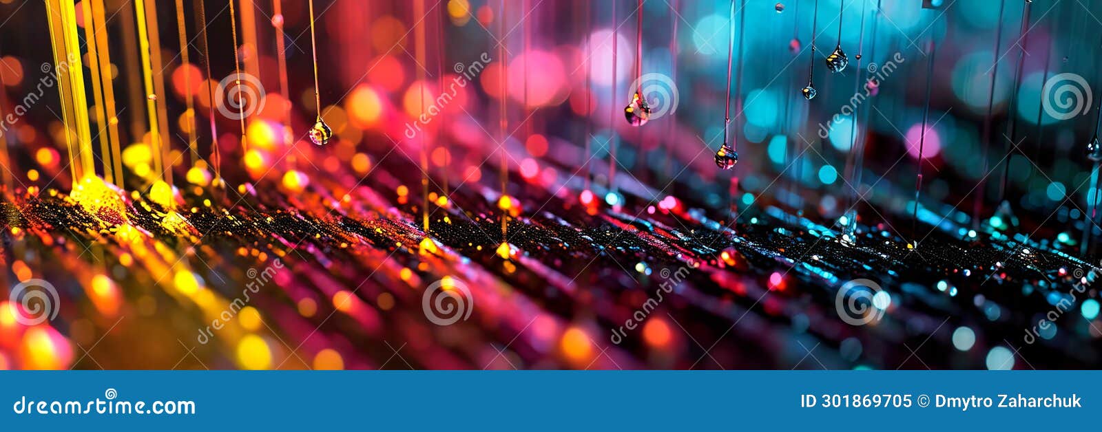 Neon Lines Falling Like Raindrops Create a Dynamic and Visually ...