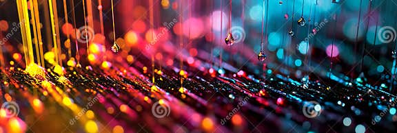 Neon Lines Falling Like Raindrops Create a Dynamic and Visually ...