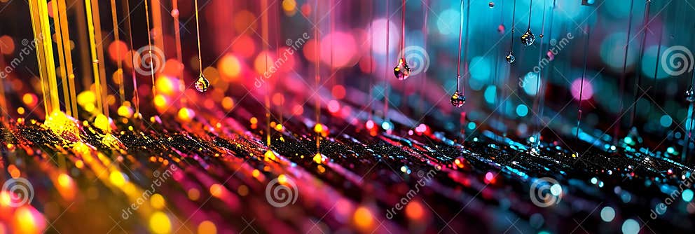 Neon Lines Falling Like Raindrops Create a Dynamic and Visually ...