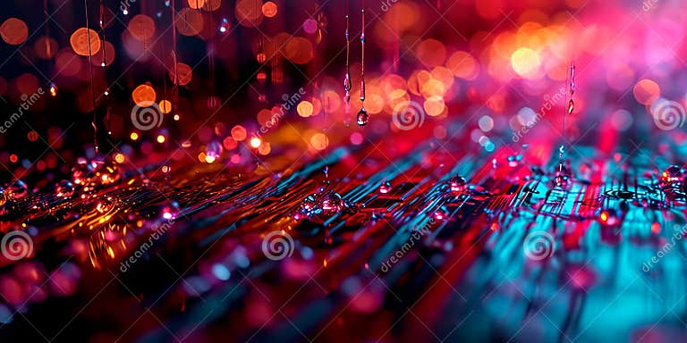 Neon Lines Falling Like Raindrops Create a Dynamic and Visually ...
