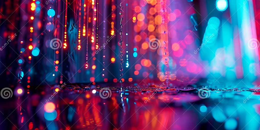 Neon Lines Falling Like Raindrops Create a Dynamic and Visually ...