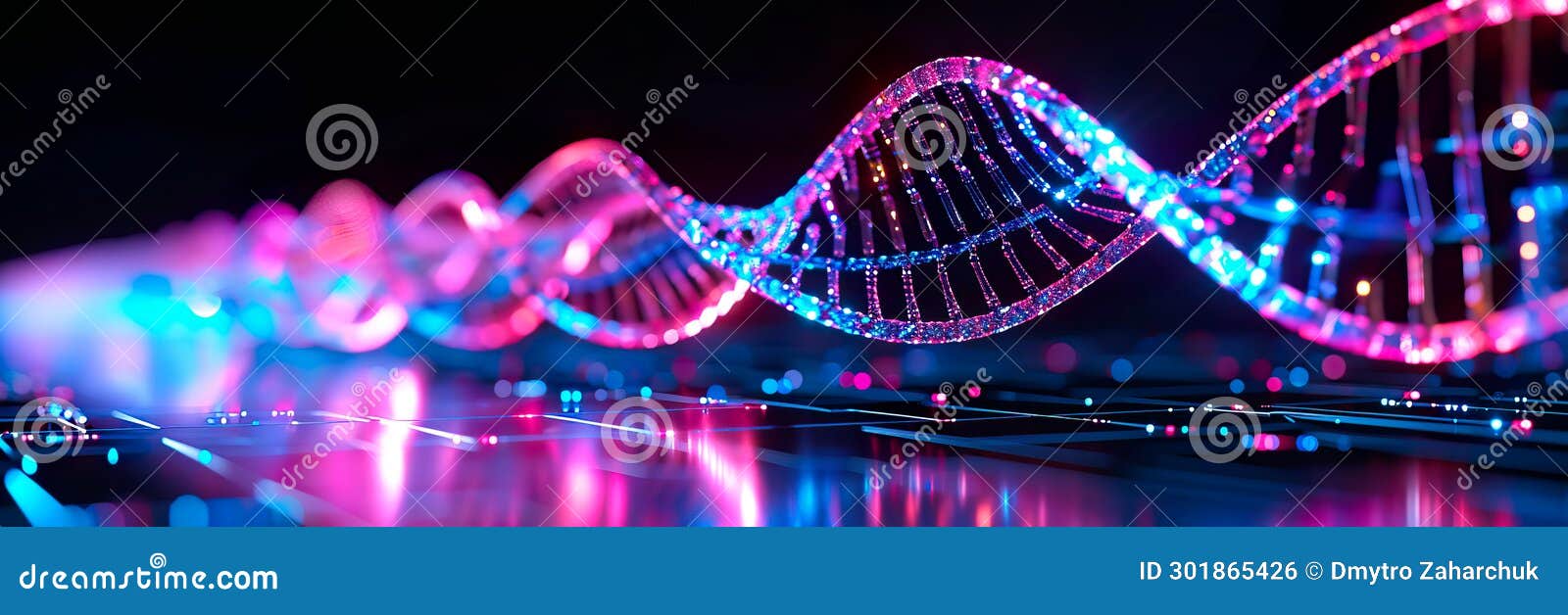 Neon Lines Forming a Double Helix Structure, Symbolizing the Essence of ...