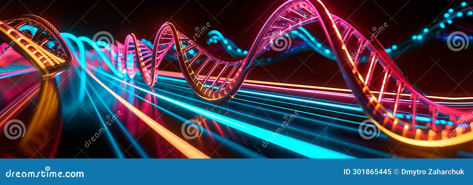 Neon Lines Forming a Double Helix Structure, Symbolizing the Essence of ...