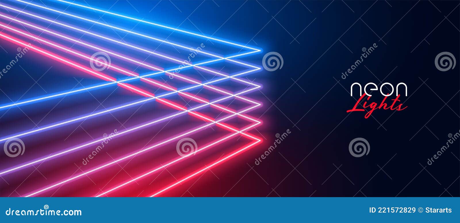 Neon Lines Light Effect Banner Design Stock Vector - Illustration of ...