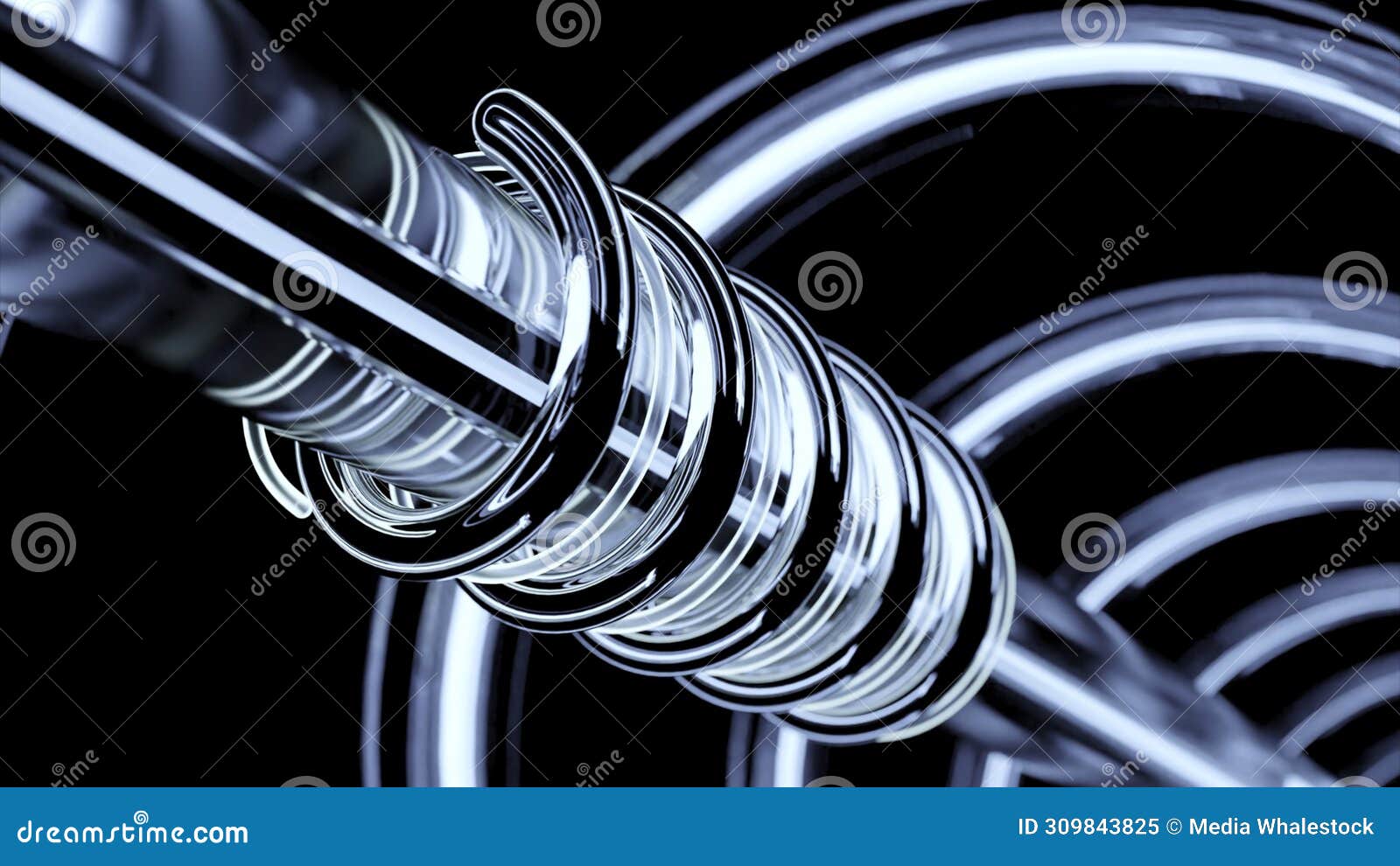 Neon Lines Rotate Around Pipe. Design. Animation of Mechanical Rod with ...