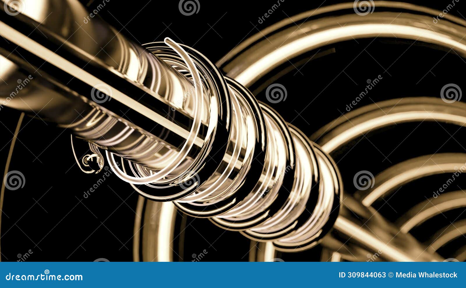 Neon Lines Rotate Around Pipe. Design. Animation of Mechanical Rod with ...