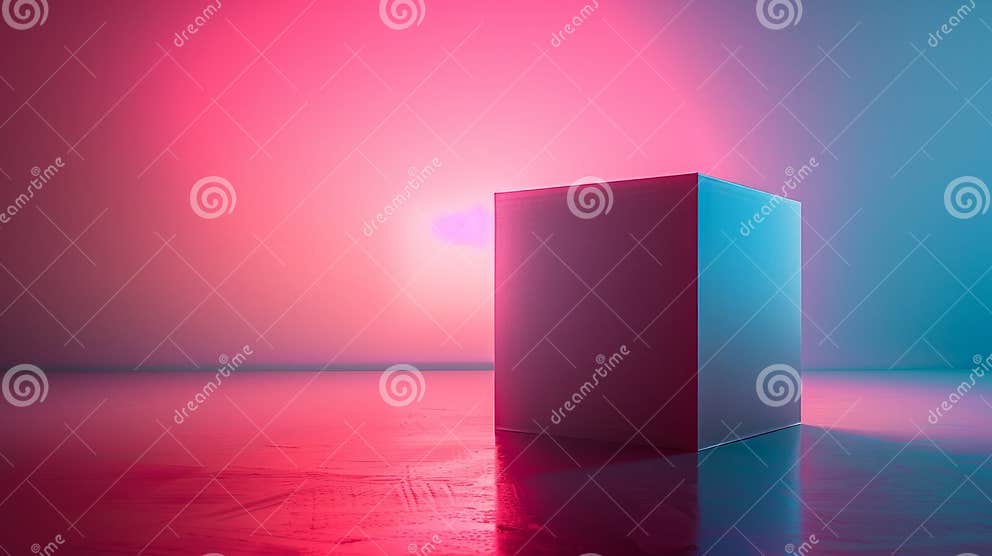 A Neon-lit Cube in an Abstract Setting. Stock Image - Image of contrast ...