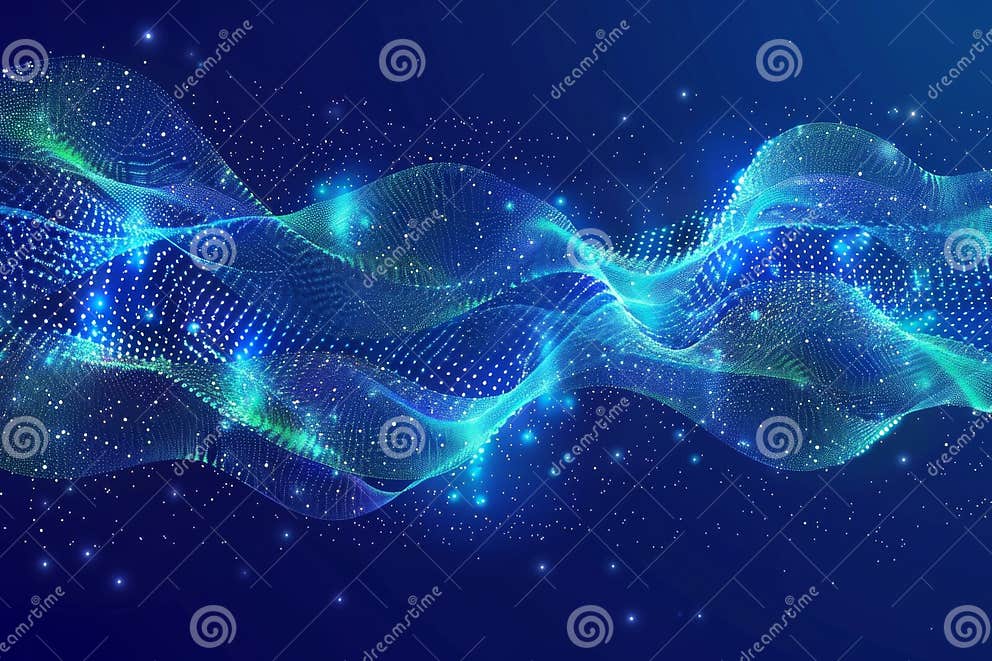 Neon Lit DNA Strands in a Deep Blue Matrix, Emphasizing the Depth and ...