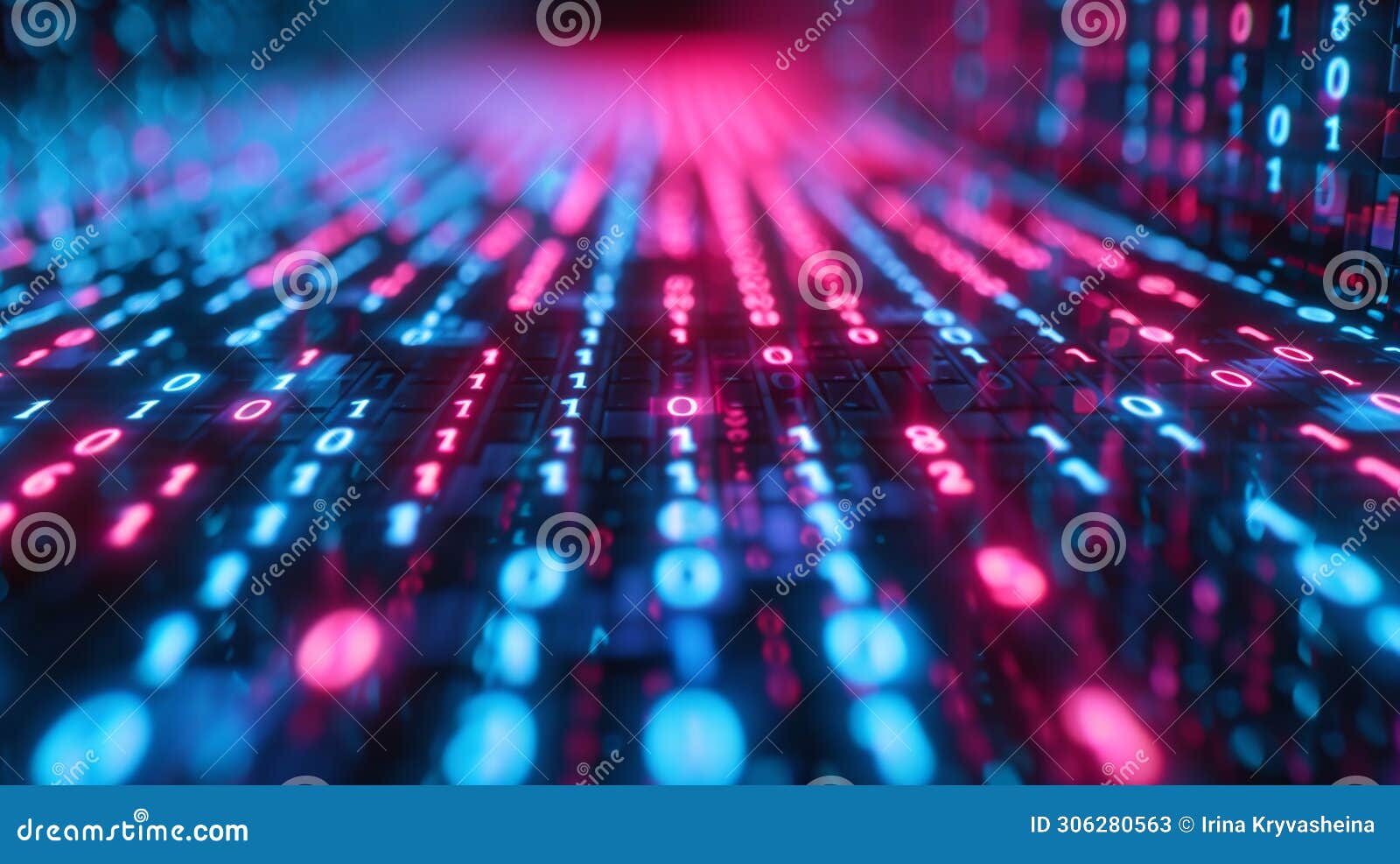 A Neon-lit Grid of Binary Code, Encoding the Language of the Digital ...