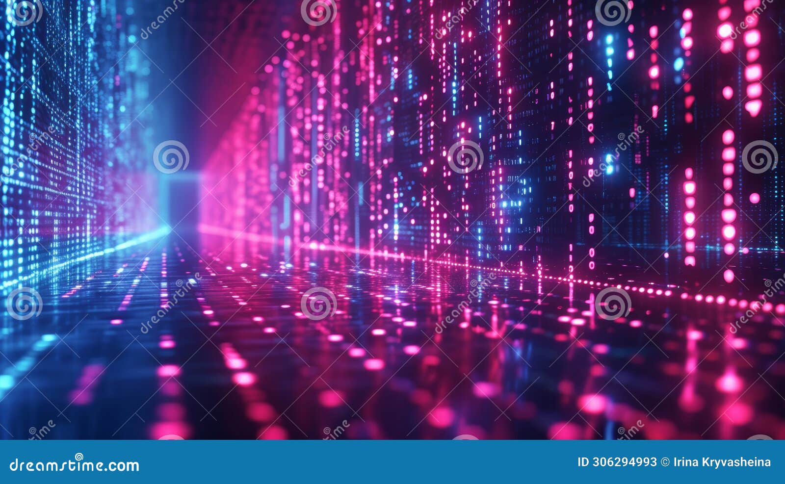 A Neon-lit Grid of Binary Code, Encoding the Language of the Digital ...