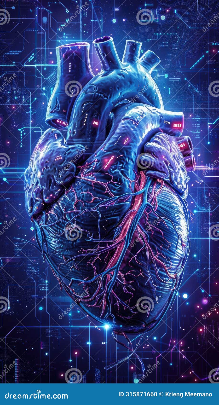 Neon Lit Heart Disease Visualization Technological Malfunction and ...