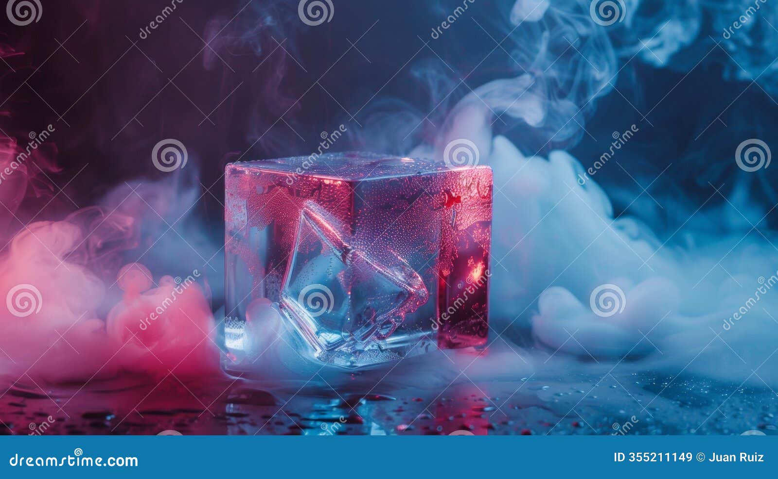 Neon-lit Ice Cube with Smoke Effect Stock Image - Image of girl ...