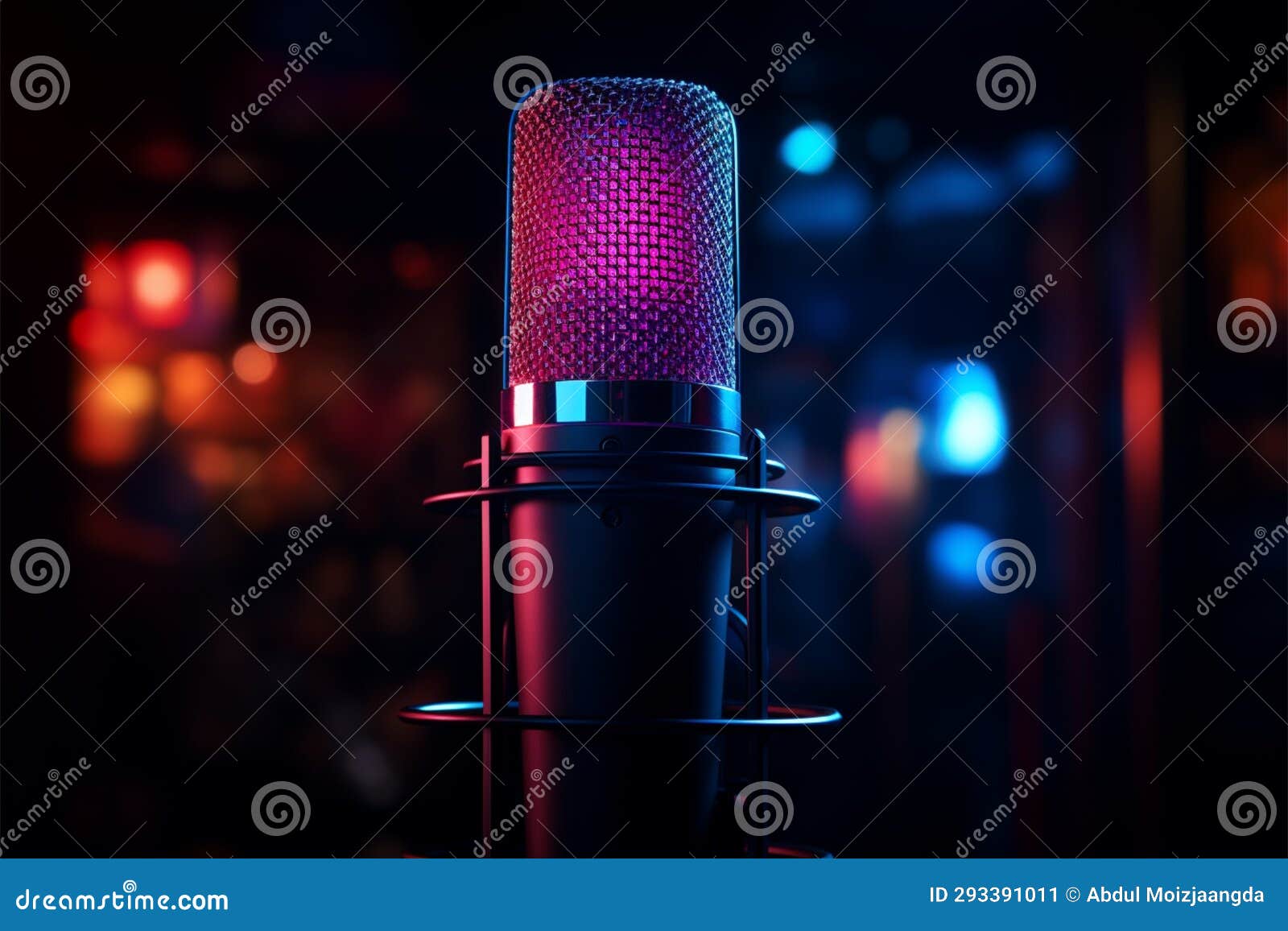 Neon Lit Studio Microphone Adds an Electrifying Aura To the Setting ...