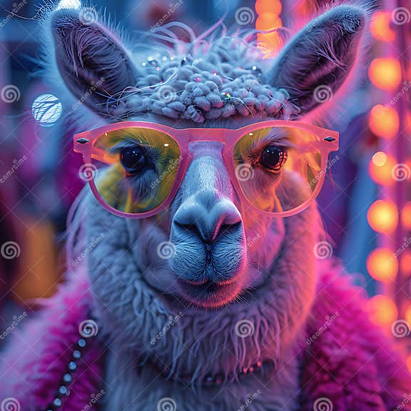 Neon Llama: Surreal Expression of Reality Stock Illustration ...