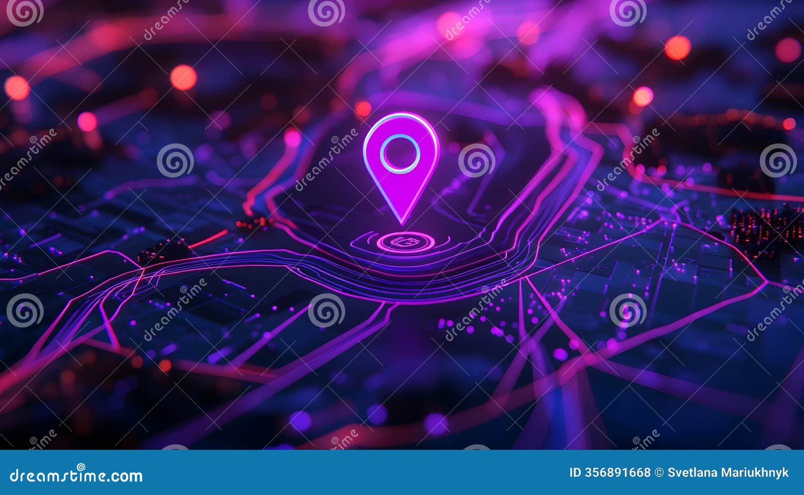 Neon Location Icon With The Words Support Local Business. Cartoon ...