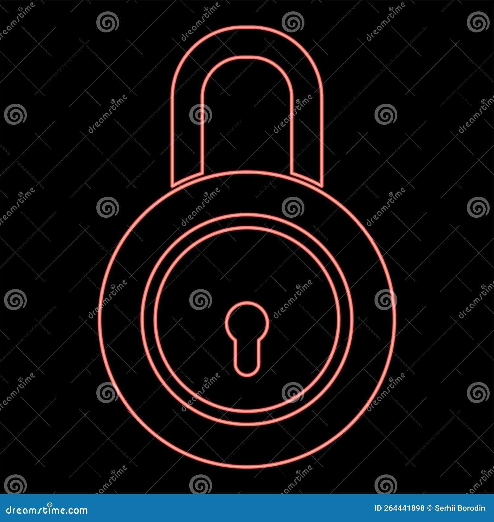 Neon Lock Padlock Icon Black Color Vector Illustration Flat Style Image ...