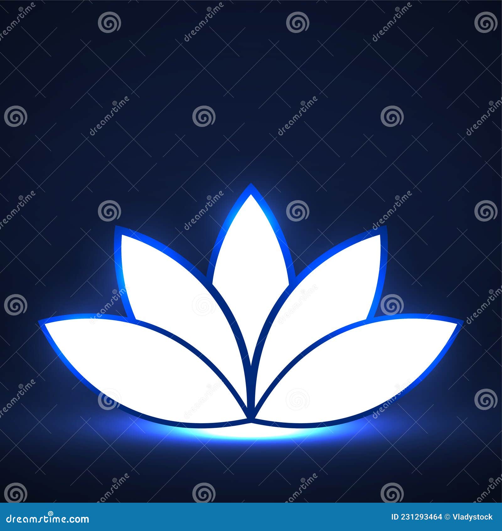 Neon Lotus Flower Icon On Dark Blue Background, Logo Design, Modern ...