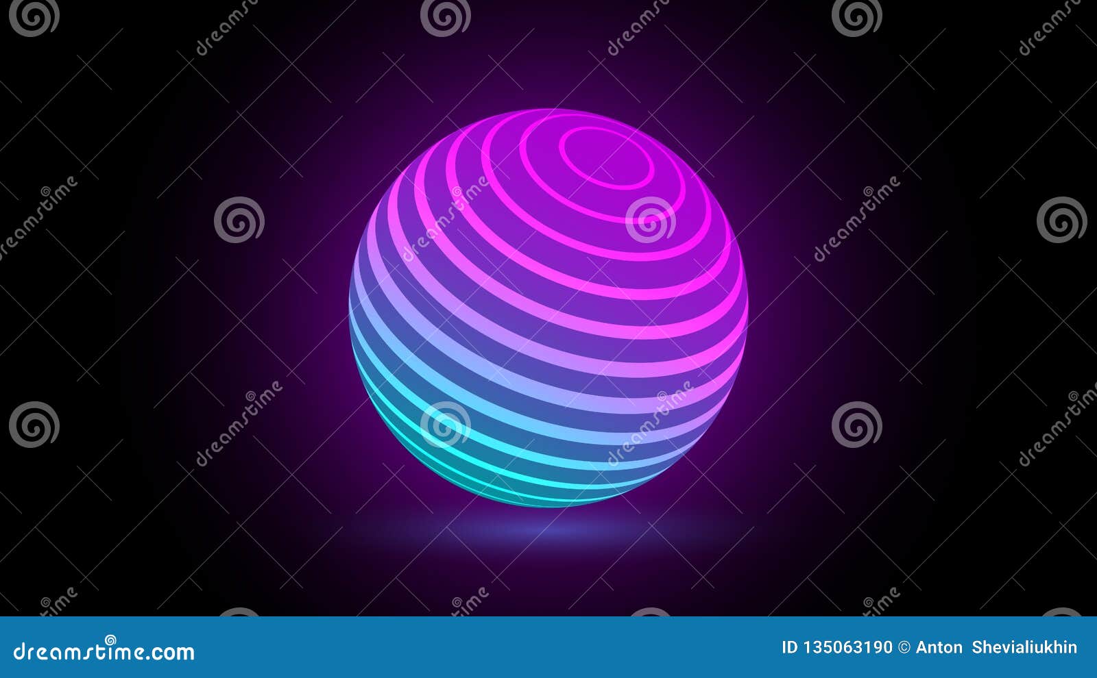 Neon Luminescent 3D Ball with Gradient and a Glow Effect Stock Vector ...