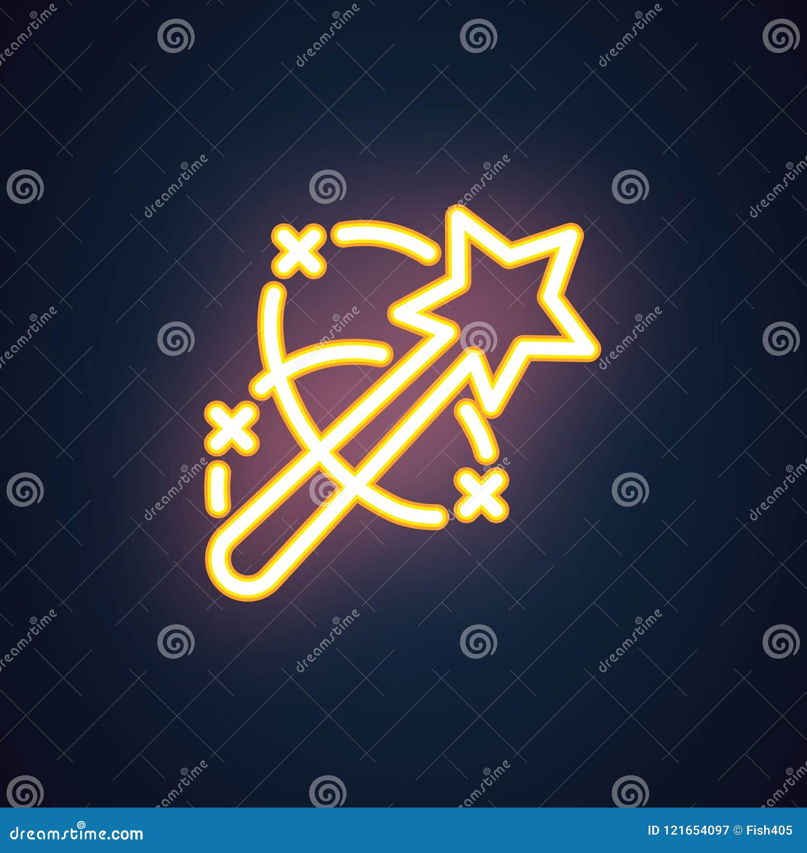 Neon Magic Wand. Icon of Illusionist Show, Performance, Party ...