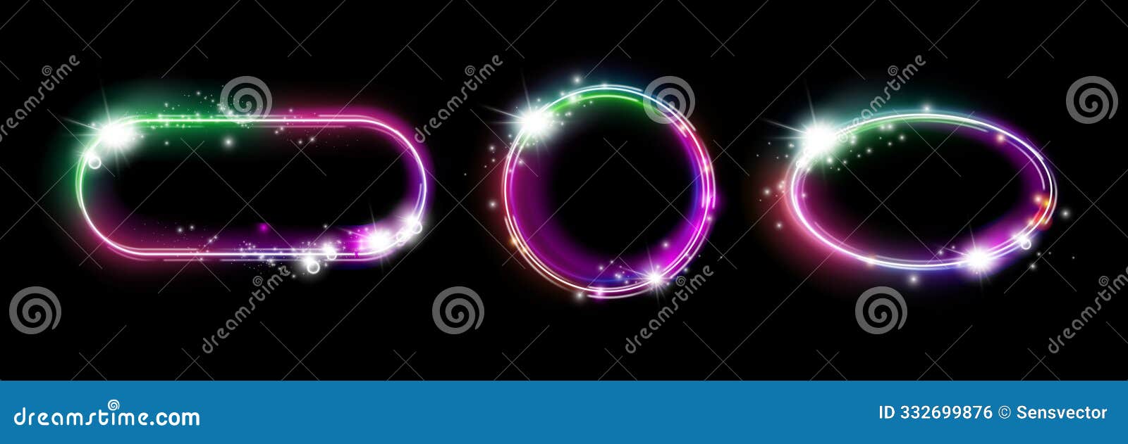 Neon Magical Frames and Realistic Borders Stock Illustration ...